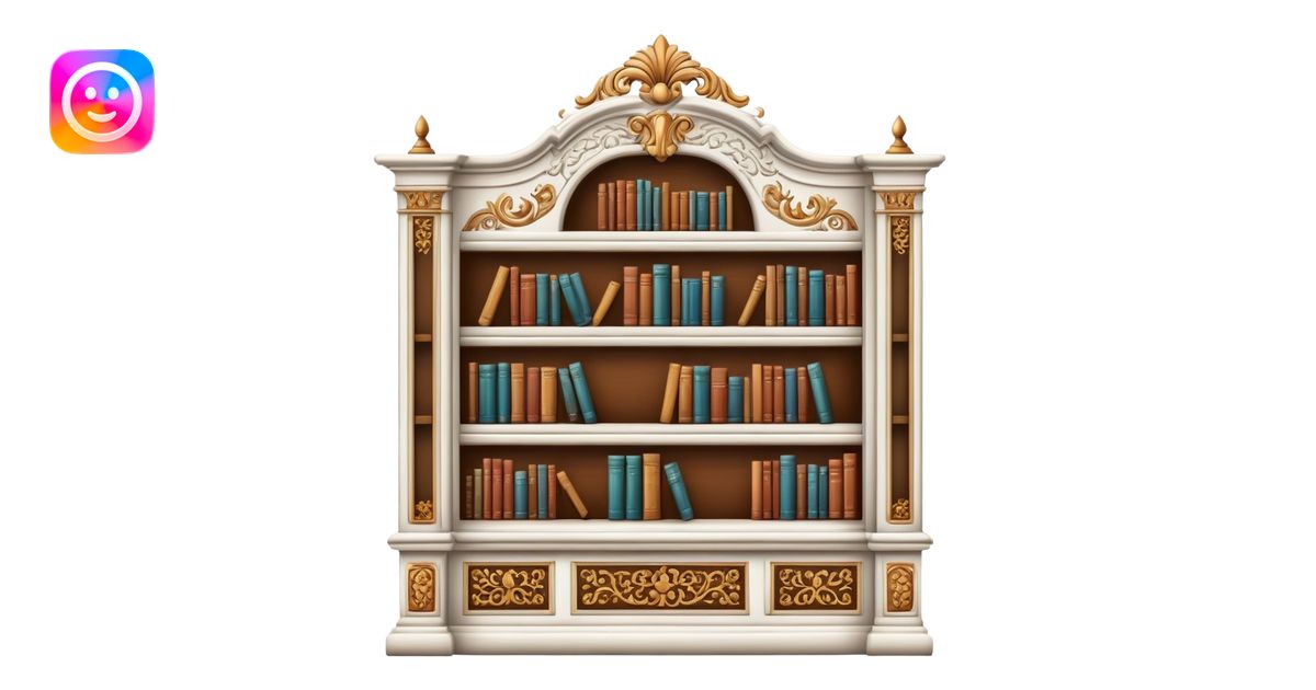 Beautiful white vintage bookshelf emoji | AI Emoji Generator