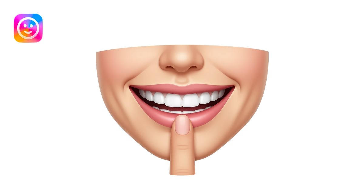 Smiling mouth with a finger on the bottom lips emoji | AI Emoji Generator