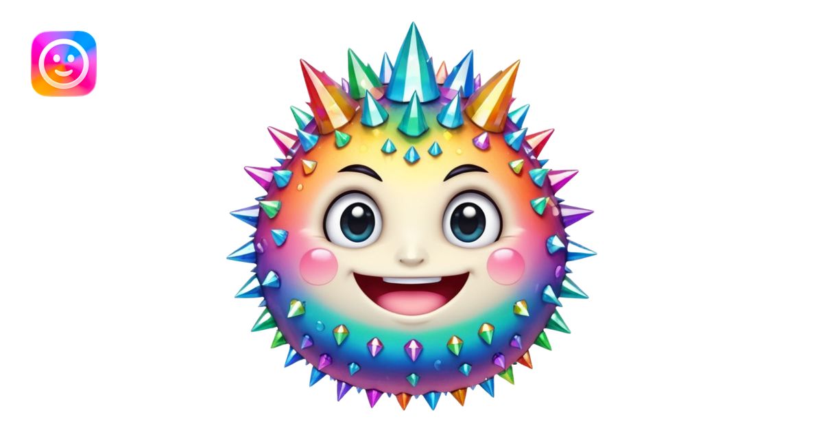 A single spiky crystal rock character, chubby and compact, covered in ...