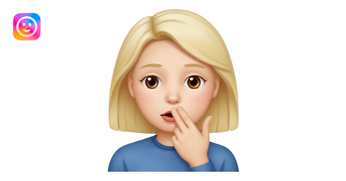 Hand over mouth with blushed cheeks emoji | AI Emoji Generator