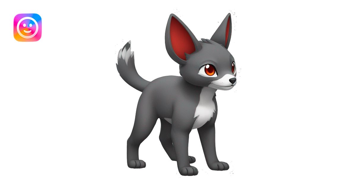 Cute cool black red white grey animal hybrid Fakemon full body emoji ...
