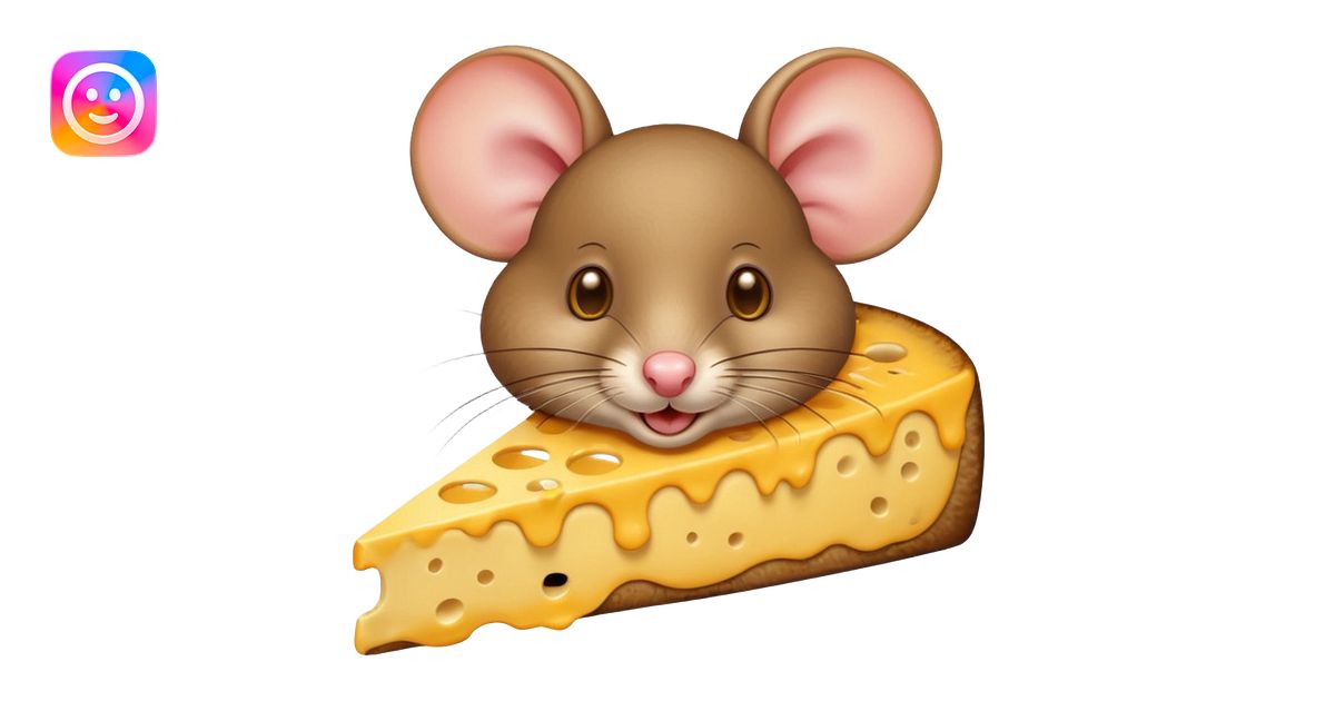 emoji di un topo con gli occhi a cuore che mangia il formaggio emoji ...
