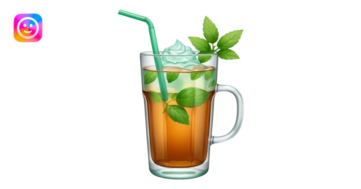 ice mint tea without lemon in glass emoji | AI Emoji Generator