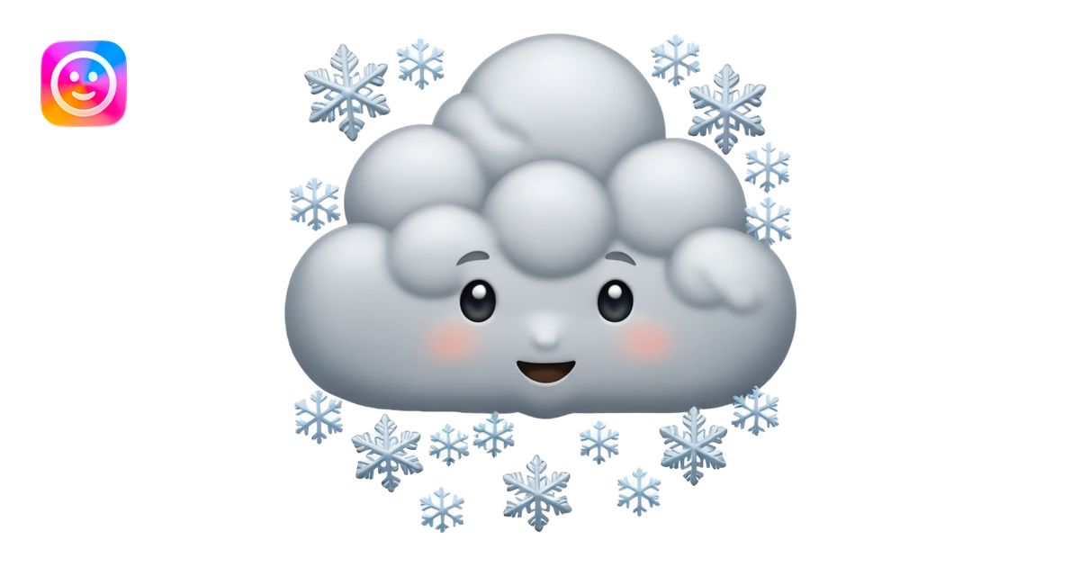 a cloud that is snowing without face emoji | AI Emoji Generator