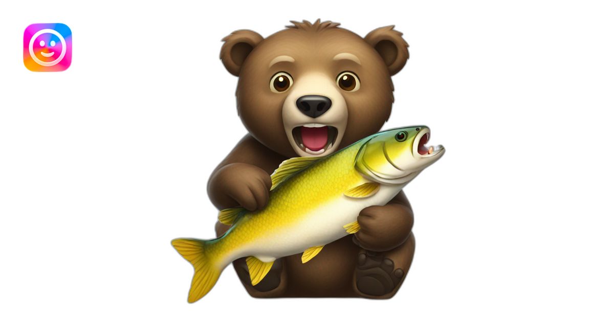 bear catching a fish with his mouth realistic emoji | AI Emoji Generator