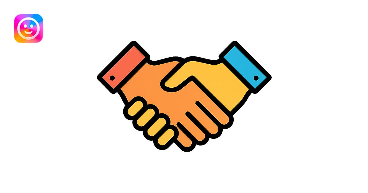 handshake icon with color and black outlines emoji | AI Emoji Generator