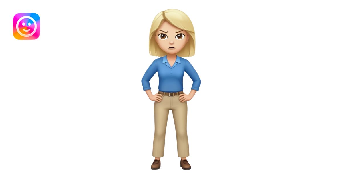 very angry blonde female teacher full body without glasses, hands on ...