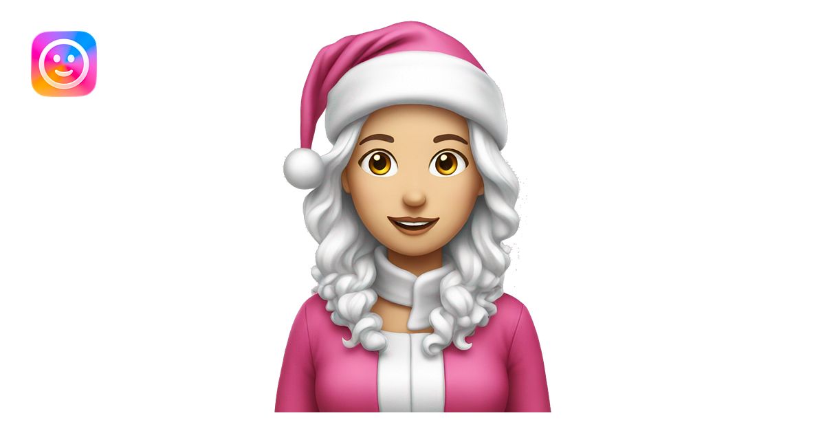 White Santa girl pink emoji | AI Emoji Generator