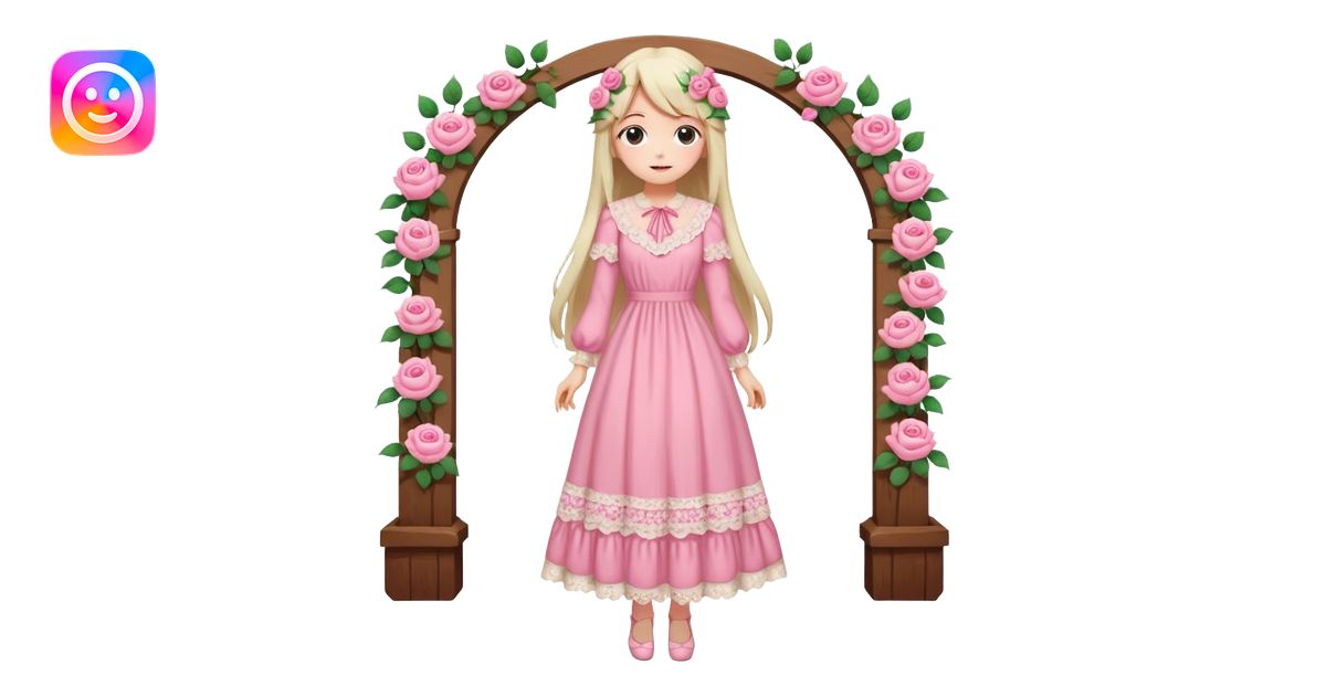 pastel anime woman with pink and white lace cottage dress full body and ...