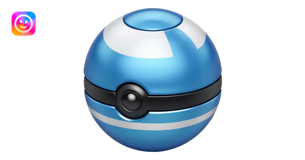 blue pokeball emoji, top half is a more saturated blue, bottom half is ...