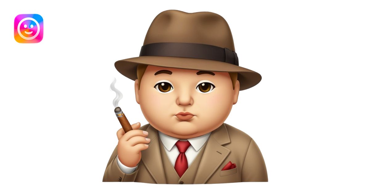 cute chubby mafia boss with fedora hat and tiny cigar emoji | AI Emoji ...