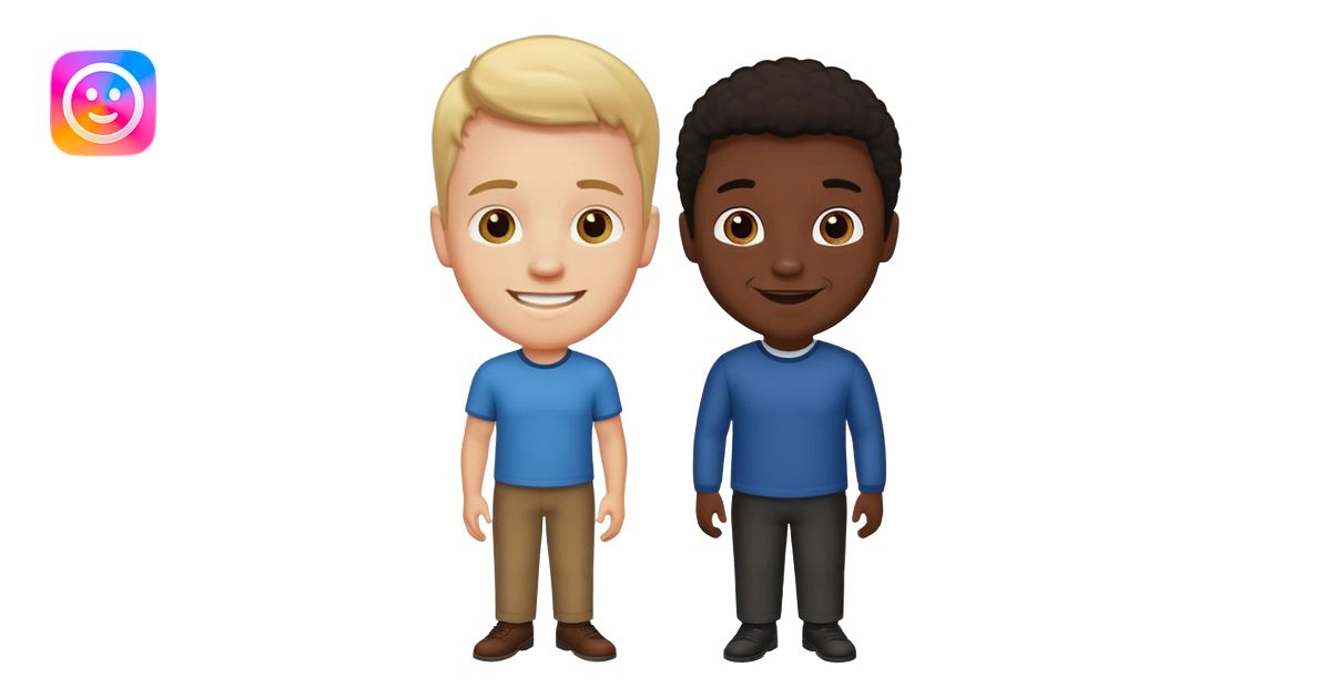 Tall white guy with midget black guy emoji | AI Emoji Generator