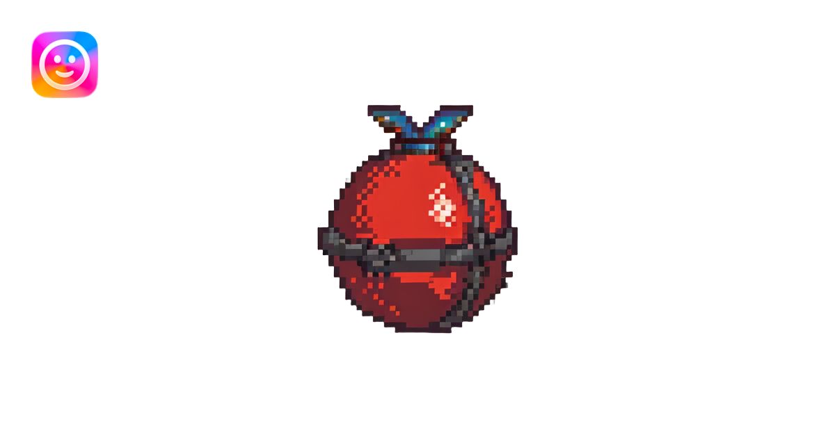 red orb with bomb silhouette, 32x32 pixel art game power-up ...
