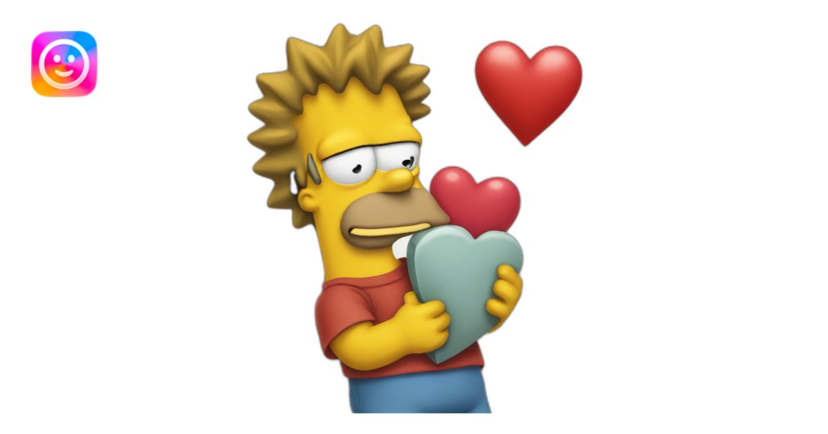 bart simpson holding a heart emoji | AI Emoji Generator