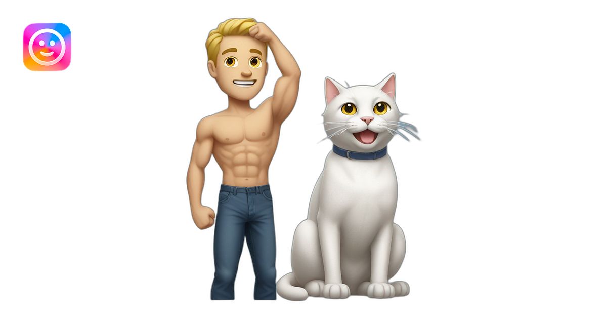 white man flexing with a cat emoji | AI Emoji Generator