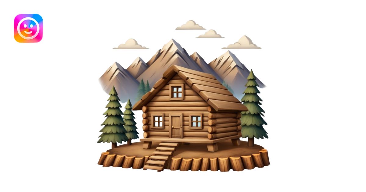 wooden house made of logs in the mountains emoji | AI Emoji Generator