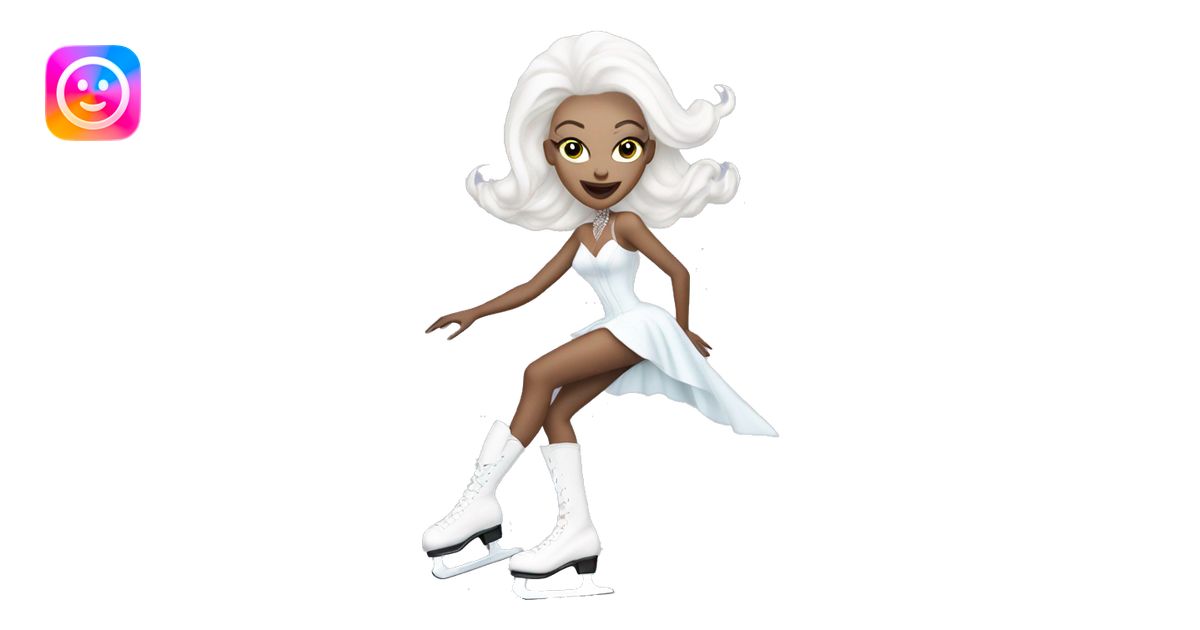 a white drag queen with bald head ice skating emoji | AI Emoji Generator