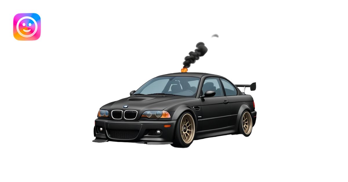 A BMW M3 E46 is drifting through a corner, with a slight wisp of smoke ...