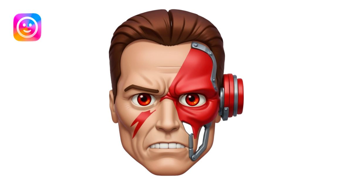 half face metal Terminator Arnold Schwarzenegger Red eyed emoji | AI ...