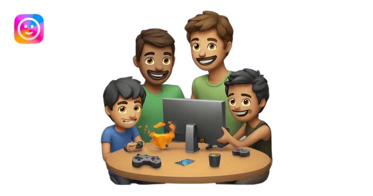 Man gaming with friends emoji | AI Emoji Generator