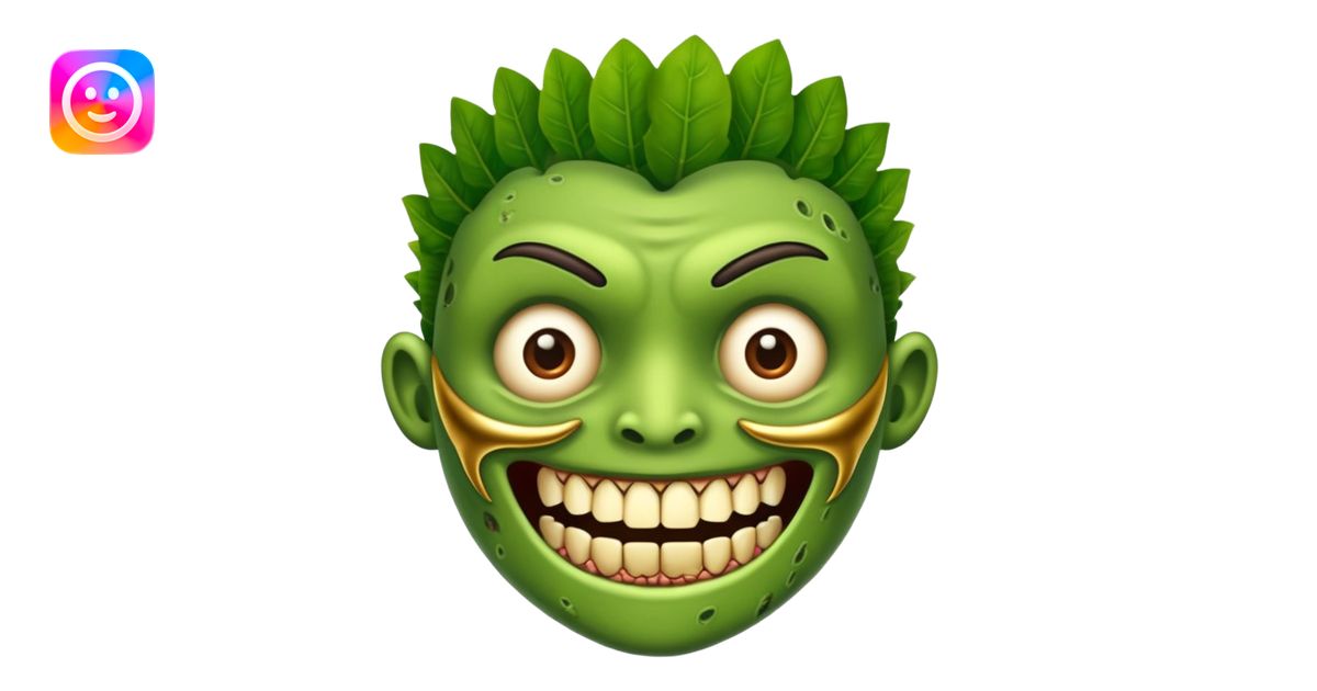 Zumbi verde com dente dourado com nariz emoji | AI Emoji Generator