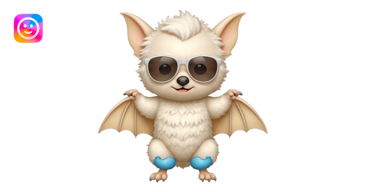 cute white bat with sunglasses, full body emoji | AI Emoji Generator