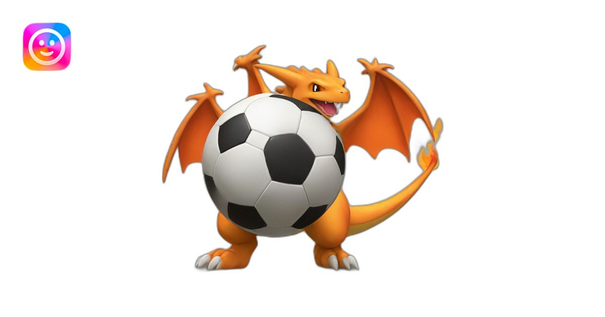 Charizard playing soccer emoji | AI Emoji Generator