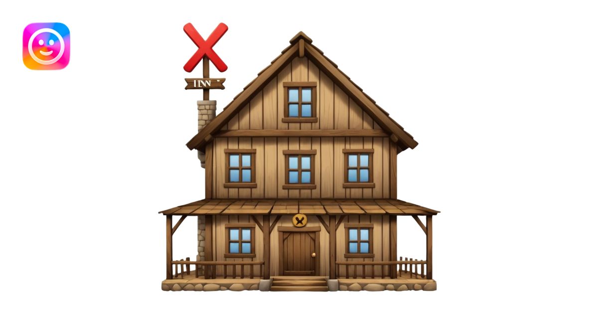 an inn with a big X on it emoji | AI Emoji Generator