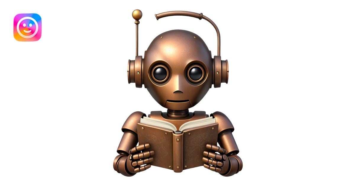 robot reads a fairy tale emoji | AI Emoji Generator