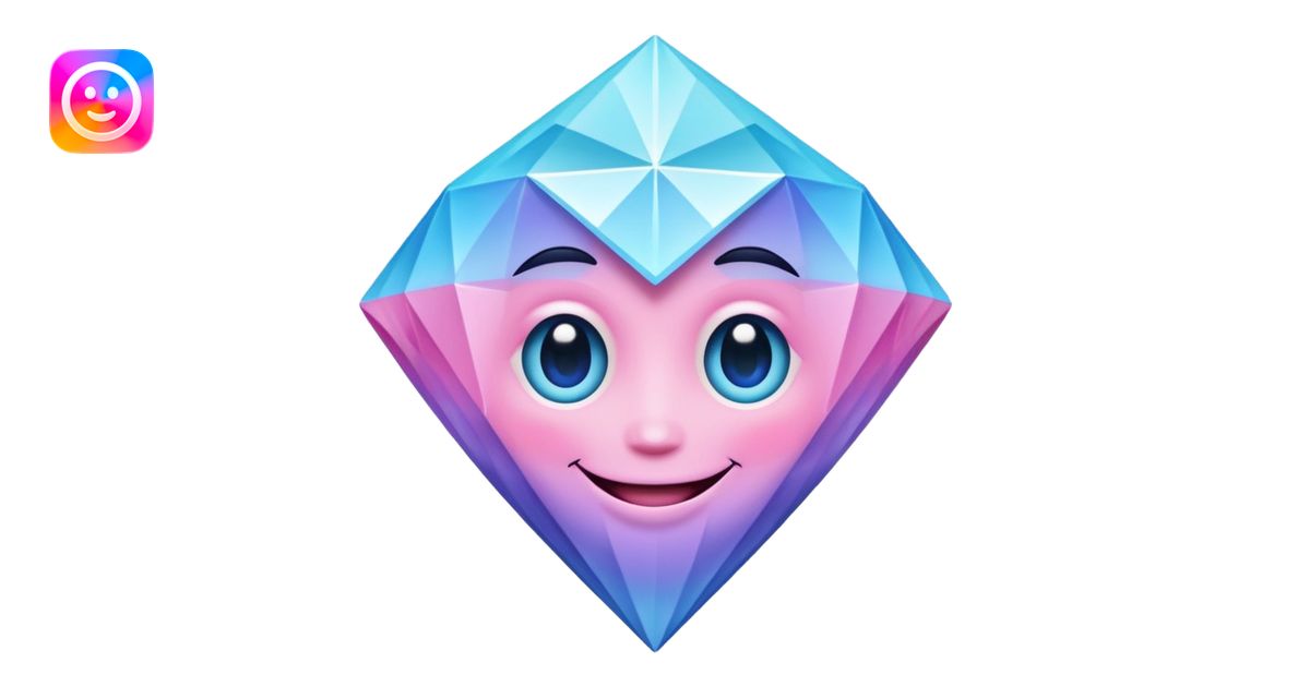 A cheerful diamond logo with a black outline and a smiling face, set ...