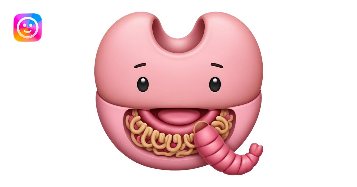An emoji of the digestive system focusing on the stomach and intestines ...