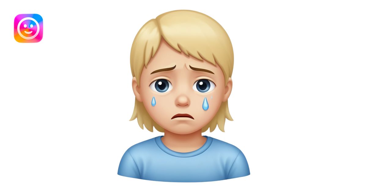child crying with tears, sad expression, simple and clear emoji | AI ...