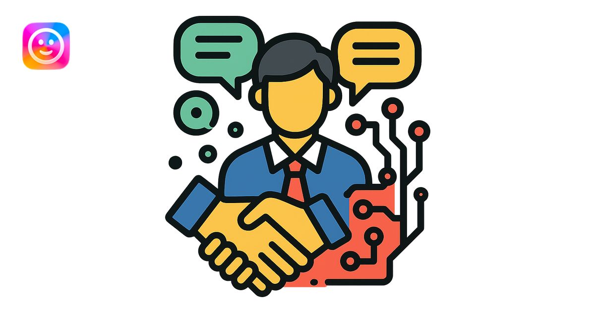 community icon for managers in the AI Era, with chat bubbles, a ...