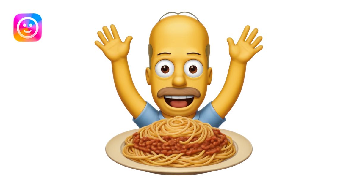 Homer Simpson spaghetti face emoji | AI Emoji Generator