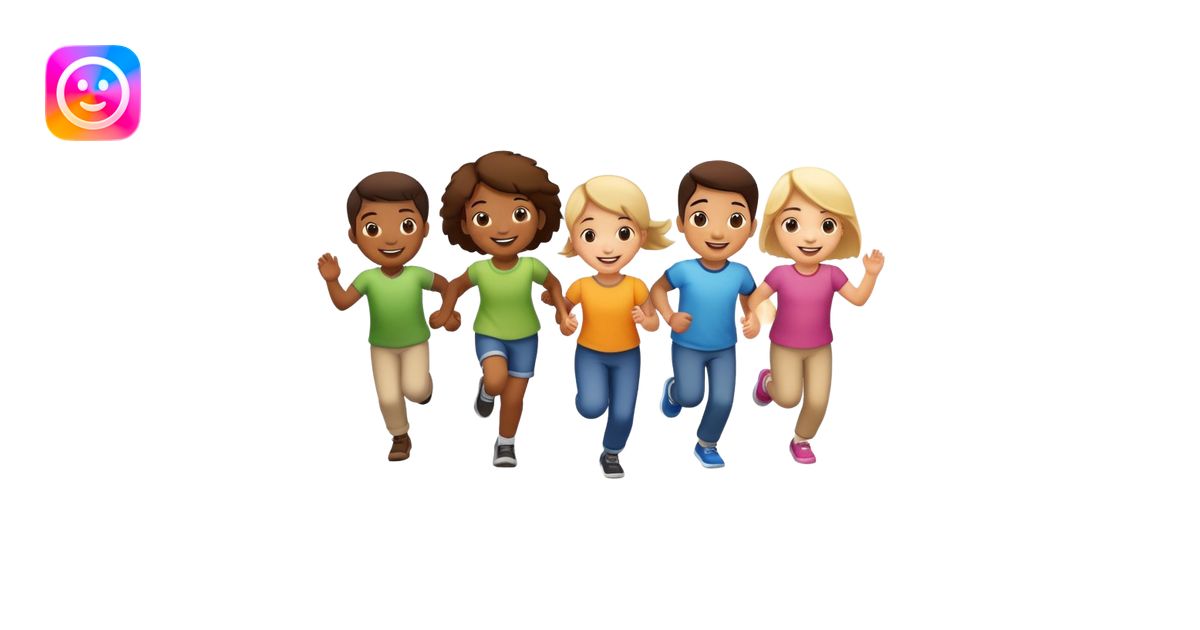 group of children hopping together, fun and friendly emoji | AI Emoji ...