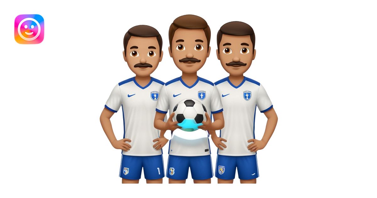 soccer players with mustache holding soccer ball emoji | AI Emoji Generator