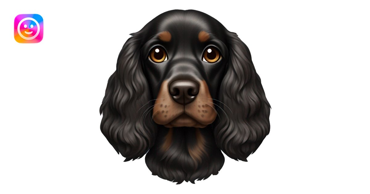 cocker spaniel dog black with brown details emoji | AI Emoji Generator