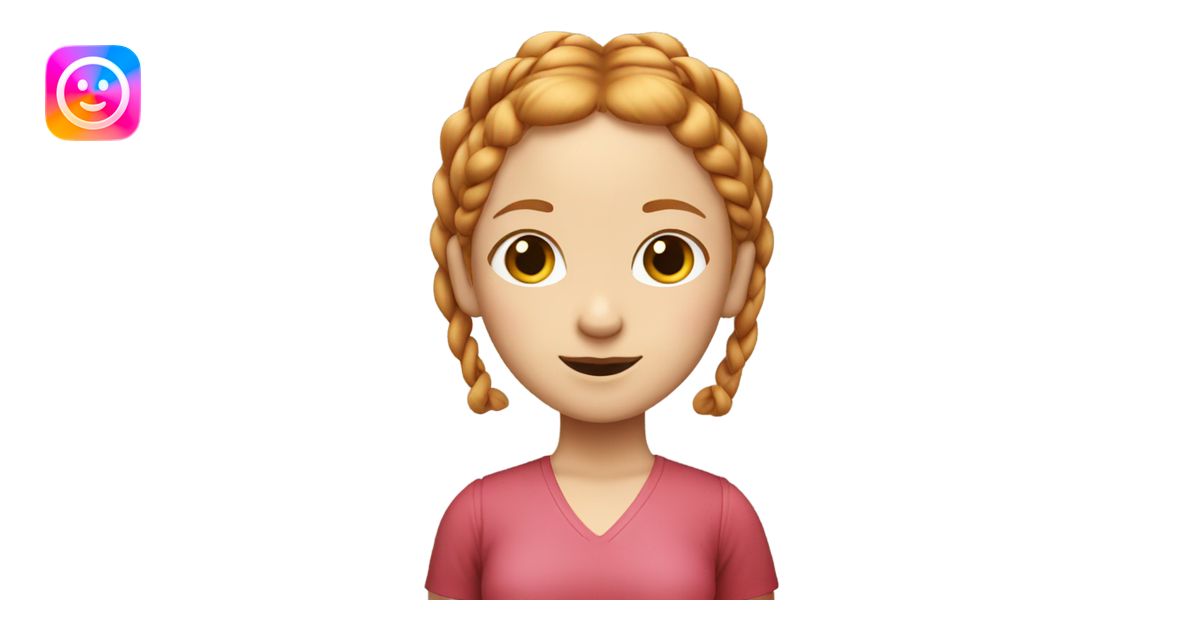 Strawberry blonde woman with two braids emoji | AI Emoji Generator