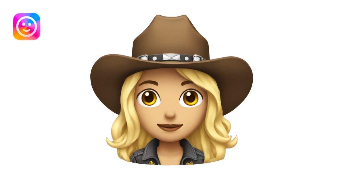 emo cowgirl with cowboy hat emoji | AI Emoji Generator