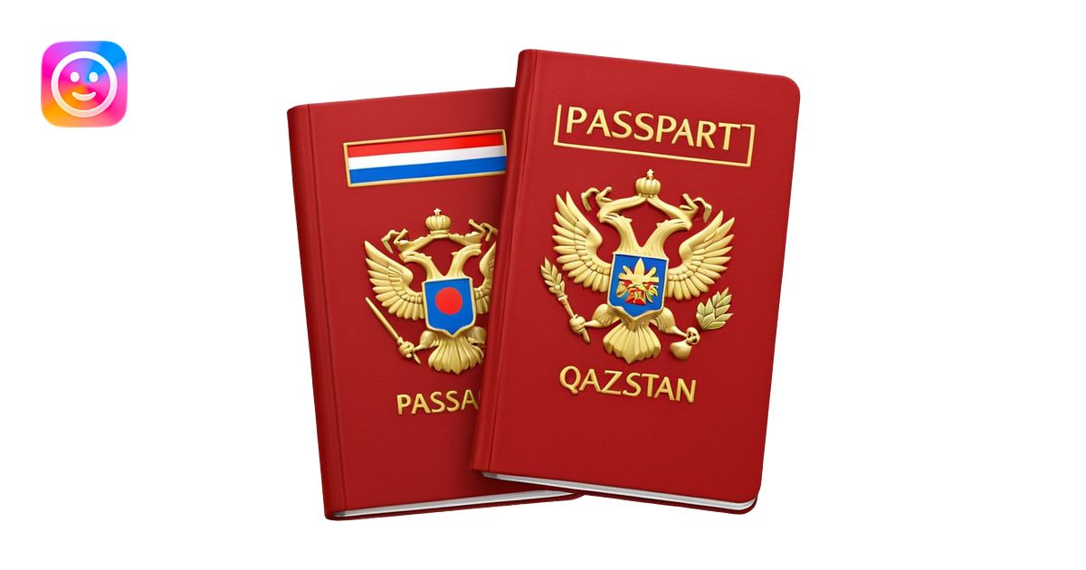 two passports, Russian and Qazaqstan emoji | AI Emoji Generator