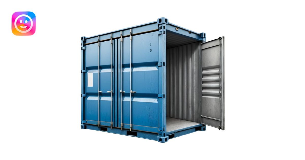shipping container cast in raw grey concrete emoji | AI Emoji Generator