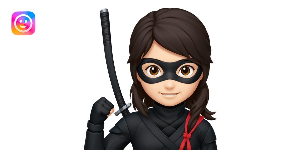 i need girl ninja smile with long dark brown hair emoji | AI Emoji ...