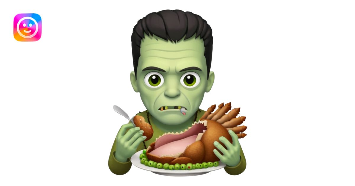 Frankenstein eating turkey emoji | AI Emoji Generator