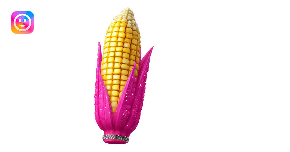 HOT PINK CORN on the cobb with GLITTER emoji | AI Emoji Generator