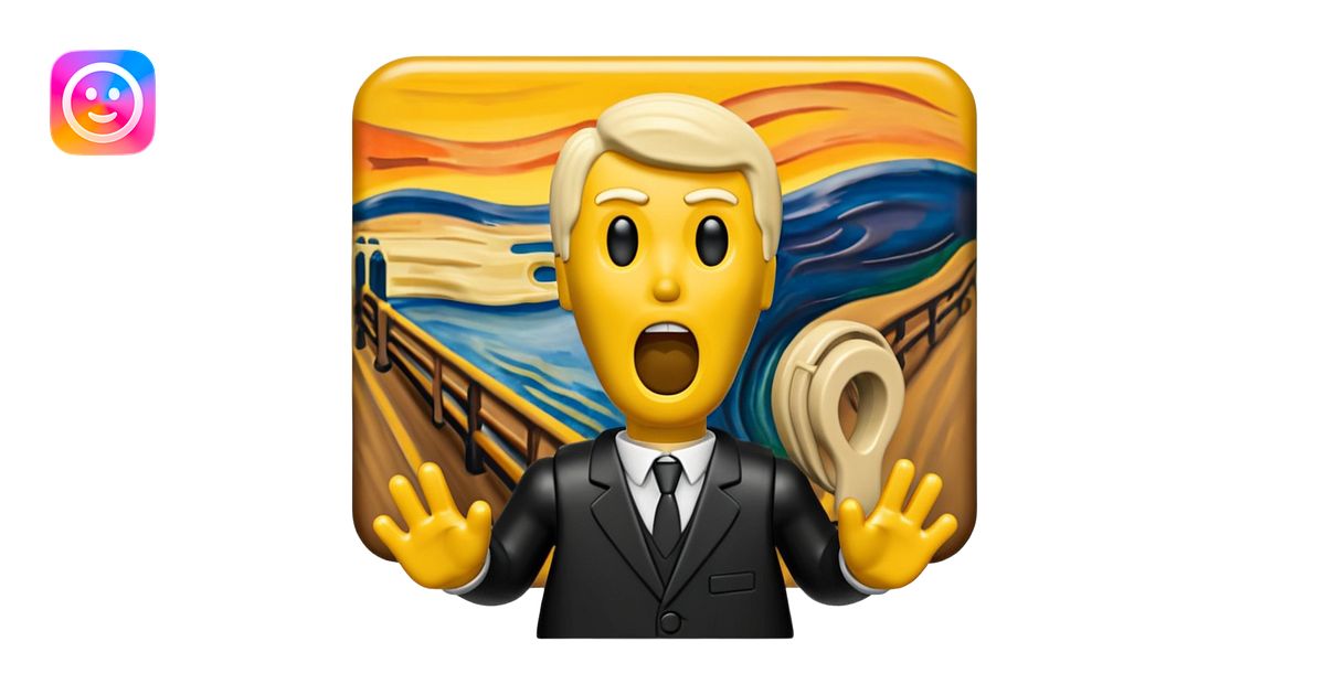 Edvard munch the scream landscape but a minifig emoji | AI Emoji Generator