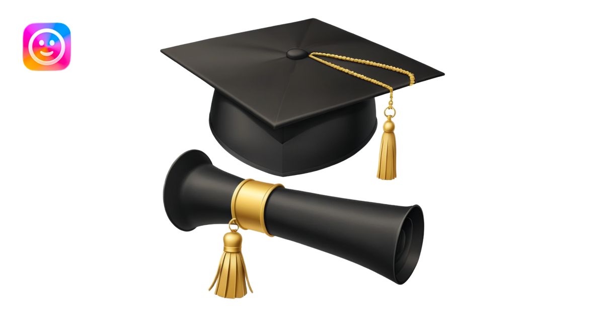 A graduation cap and diploma emoji | AI Emoji Generator