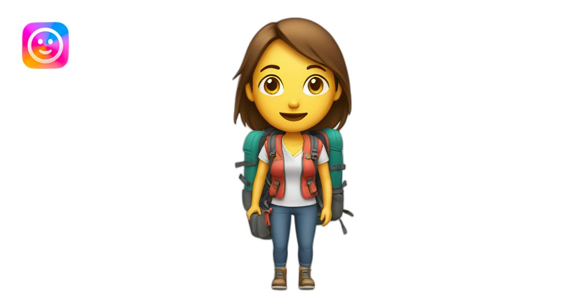 Female traveler with backpack emoji | AI Emoji Generator
