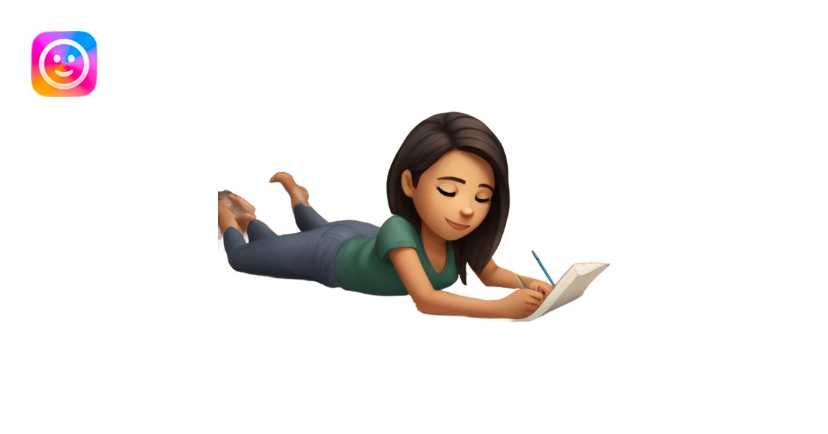A girl lying on the floor and drawing in cozy atmosphere emoji | AI ...