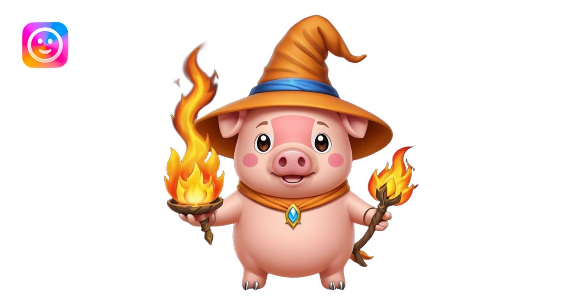 wizard pig summoning fire emoji | AI Emoji Generator
