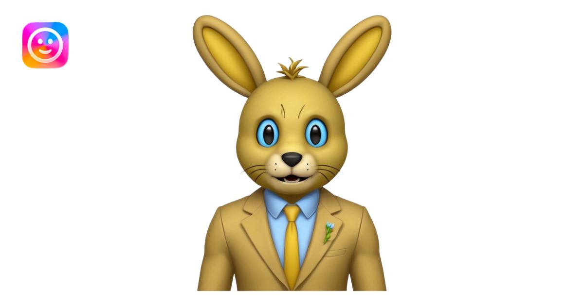 springtrap yellow damage hare suit with hare ears blue eyes with ...